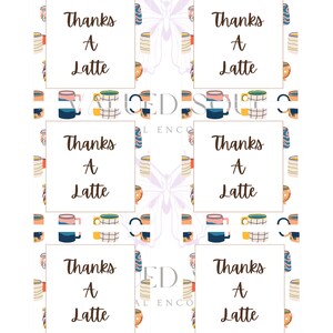 Thanks A Latte Gift Tag | Printable Tag | Coffee Gift Tag ...
