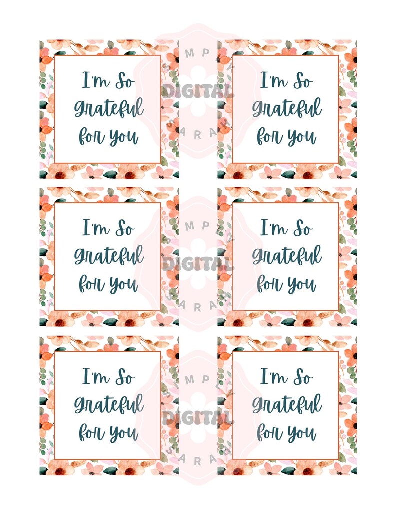 Floral Gratitude Gift Tag | Peach Flowers, Friend Appreciation (digital ...