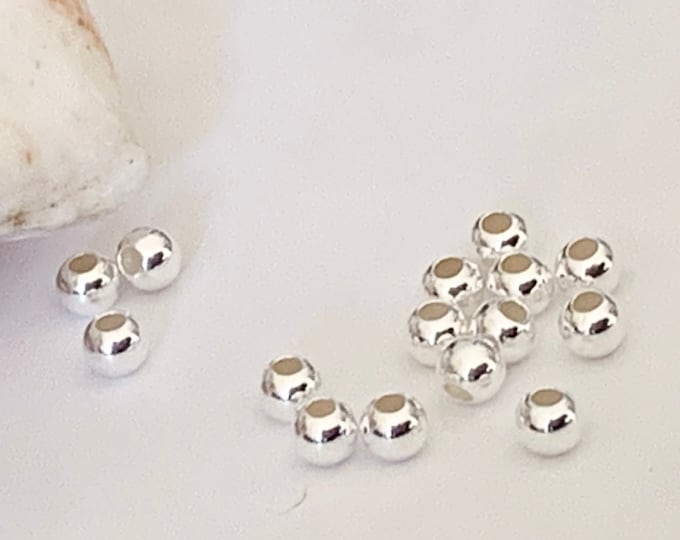 Pro Charge 10 Glatte Perlen 4 Mm Loch 1 5 Mm Massives Silber 925 1000