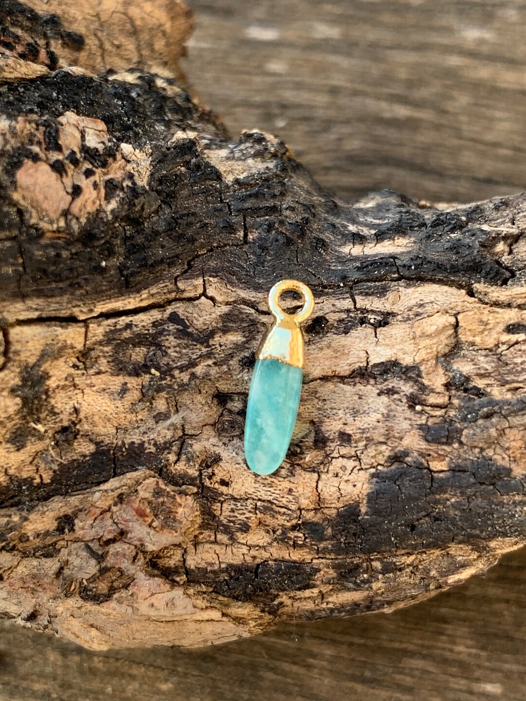 Plume Pendant With Natural Amazonite Tip and 18K Vermeil 3 X 10 Mm ...