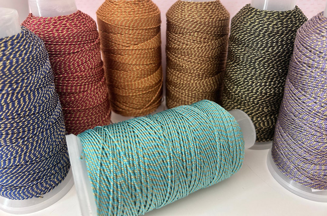 4 Meters Cord 1mm Metallic Nylon/polyester, Gold Metallic Nylon ...