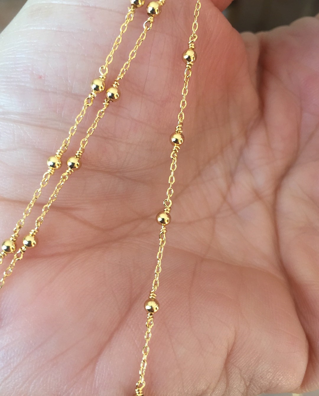50 Cm Rosary Ball Chain 2 Mm Cable Mesh 1 Mm Gold Plated, Piece of ...
