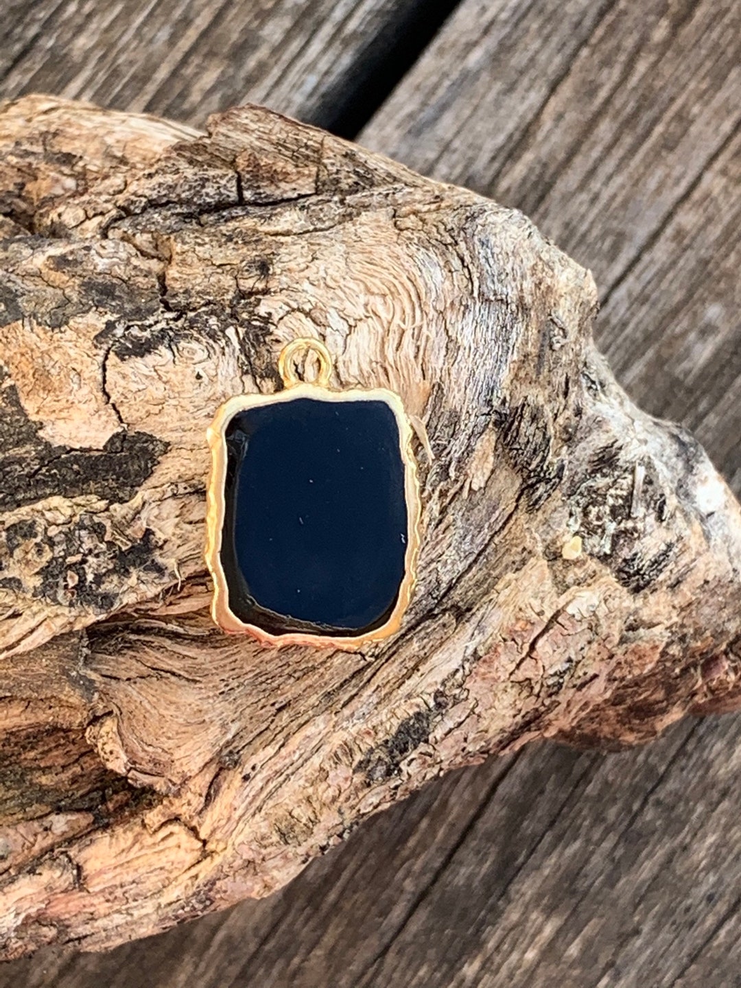 Slice Pendant African Onyx ‘AA’ Natural and Vermeil 11 X 13 Mm - Etsy