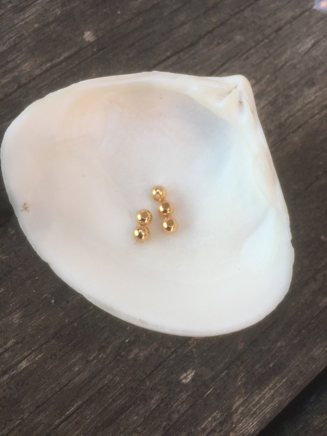 22K Set of Smooth Round Pearls, 4mm, 3-micron Gold Plated, 100% French ...