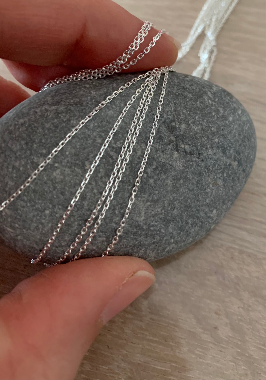 Faceted Real Silver Curb Chain 0.95mm, 50 Cm Piece of Pure Silver Chain ...