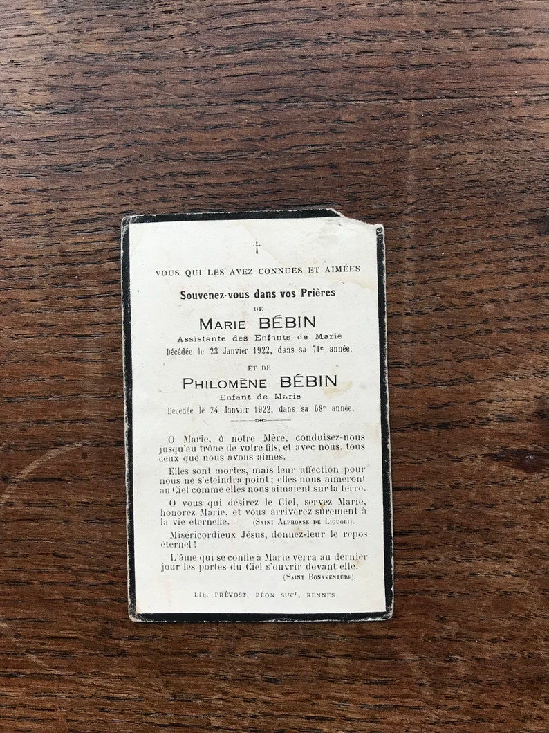 Antique French Funeral Prayer Cards for the Deceased - Etsy