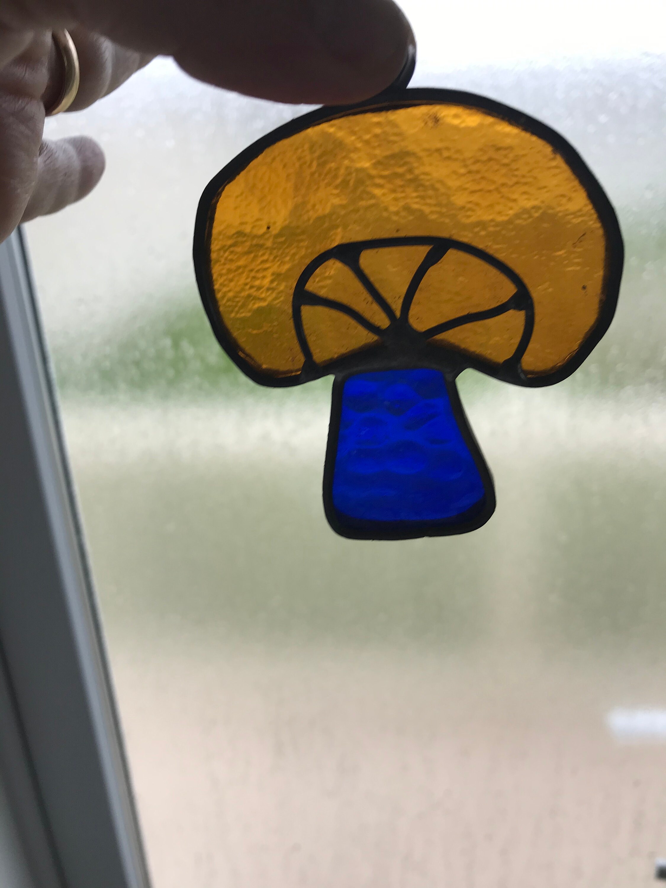 Vintage Leaded Stained glass Mushroom/Toadstool Suncatcher | Etsy