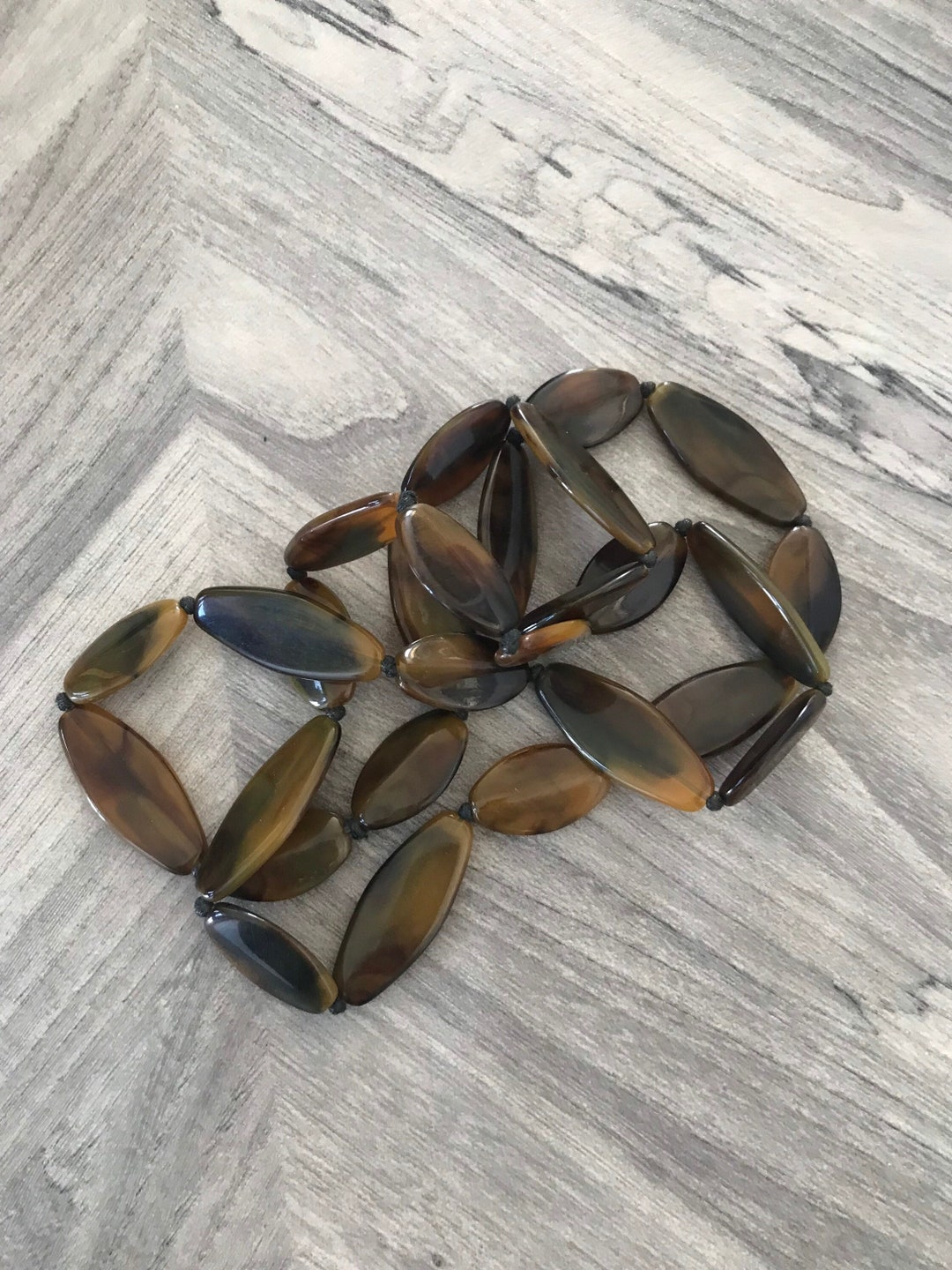 Vintage Plastic Flat Faux Tortoise Shell Bead Necklace - Etsy