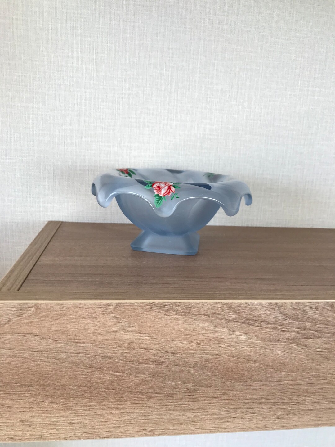 Vintage Bagley Art Deco Frosted Blue Glass Equinox Design Posy Vase ...