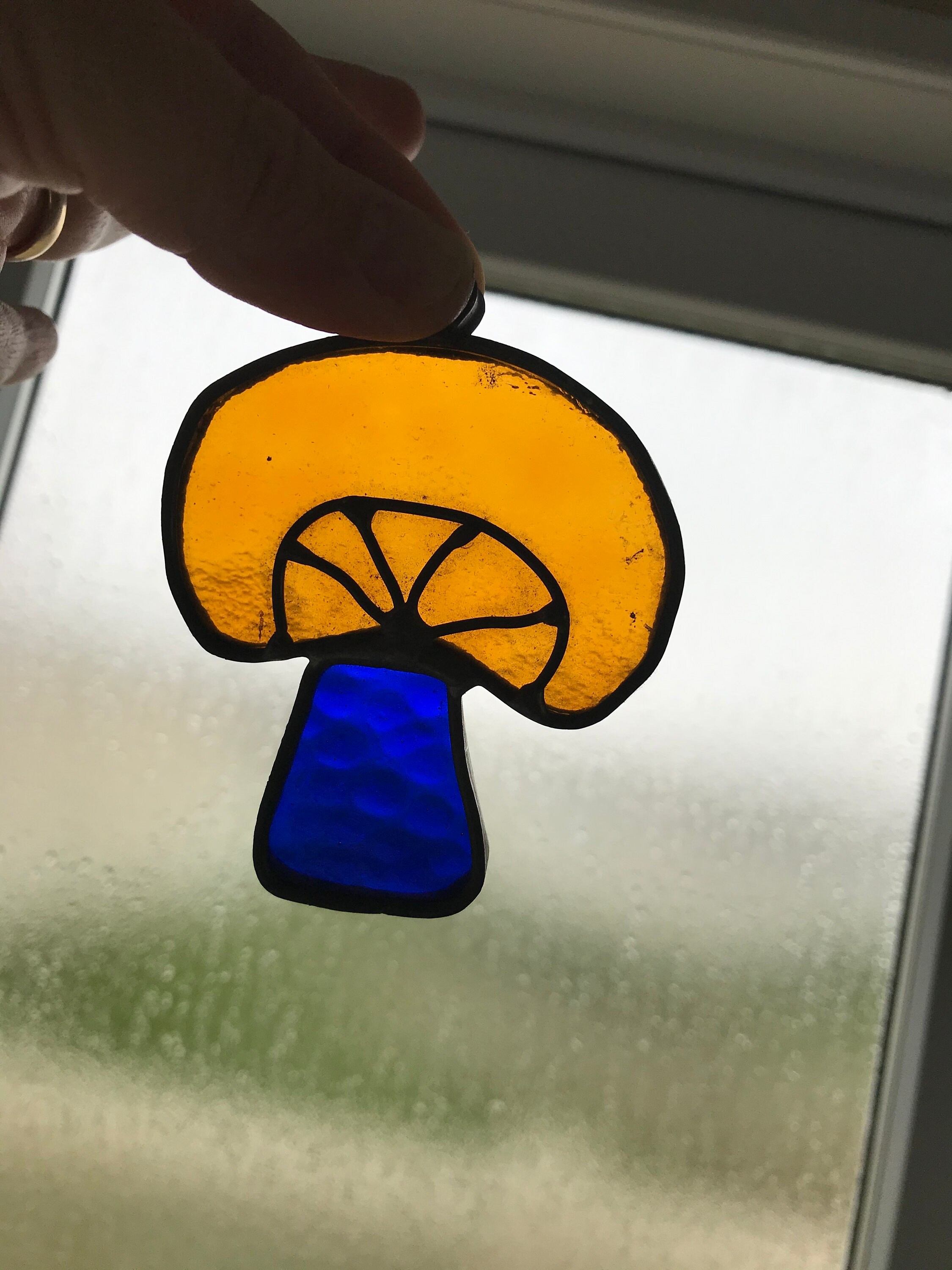 Vintage Leaded Stained glass Mushroom/Toadstool Suncatcher | Etsy
