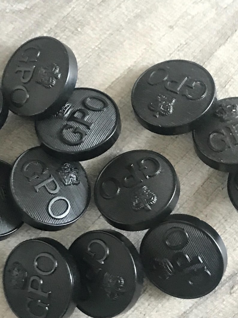 12 X Vintage Plastic/bakelite GPO Uniform Buttons With Brass Shanks ...