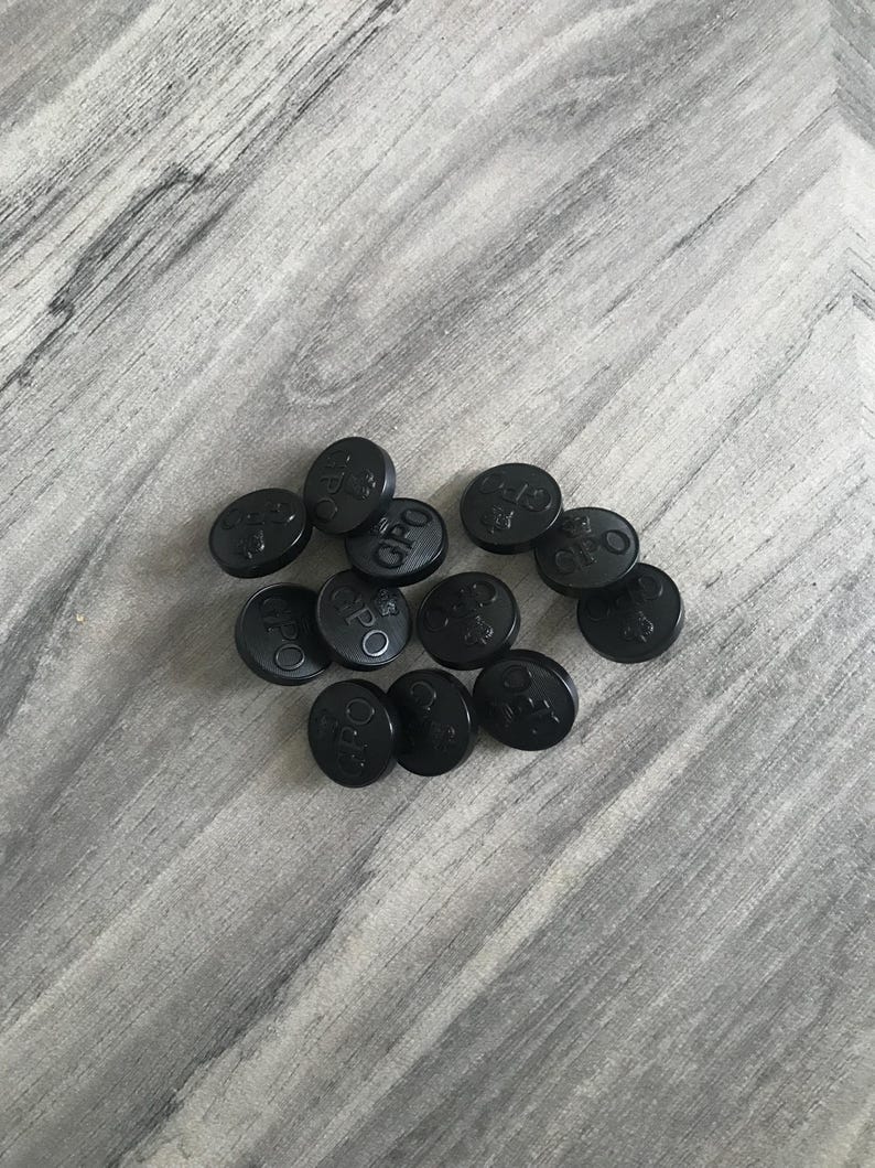 12 X Vintage Plastic/bakelite GPO Uniform Buttons With Brass Shanks ...