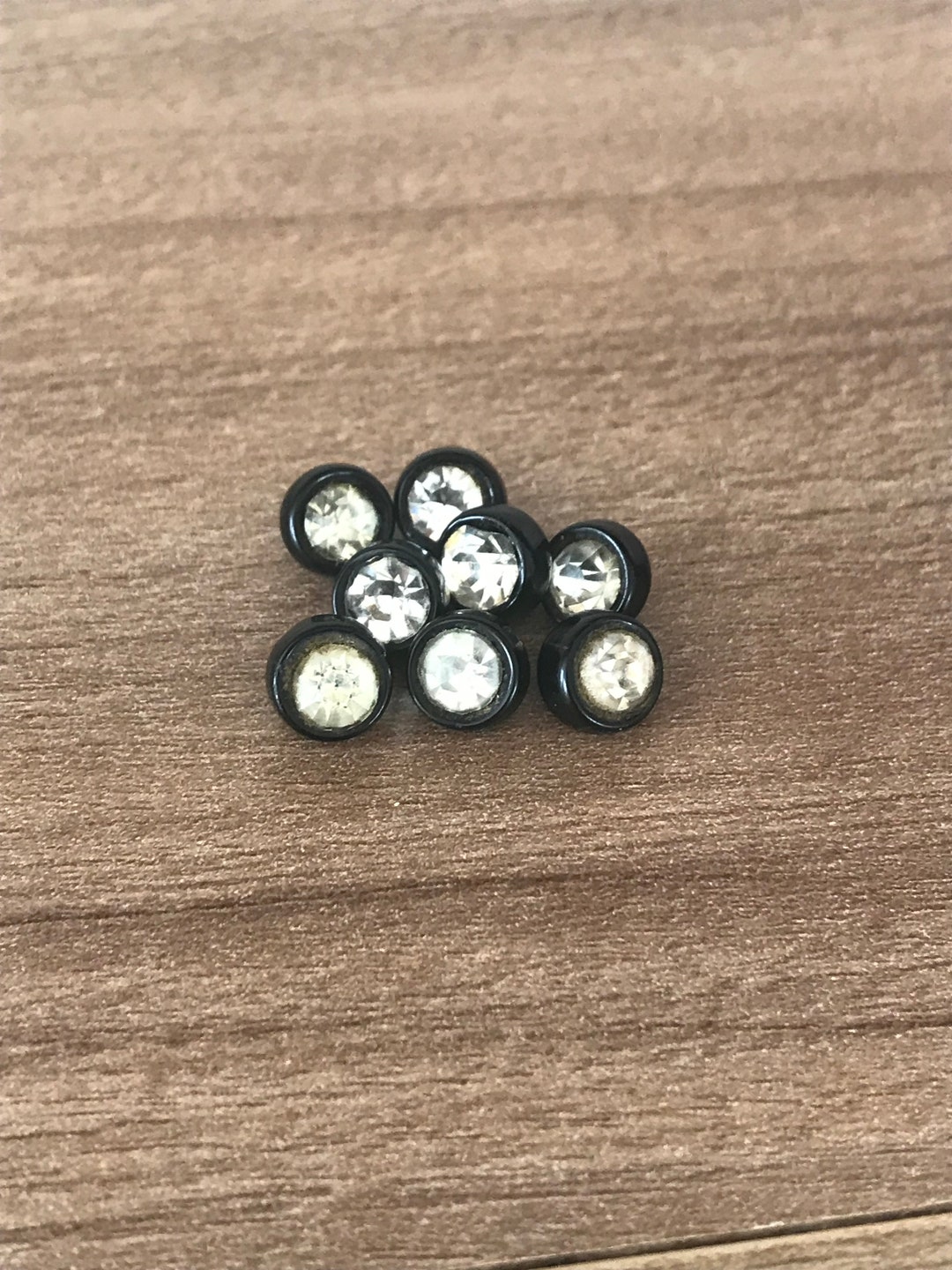 Victorian Black Glass Shank Mourning Buttons With a Faceted Paste ...