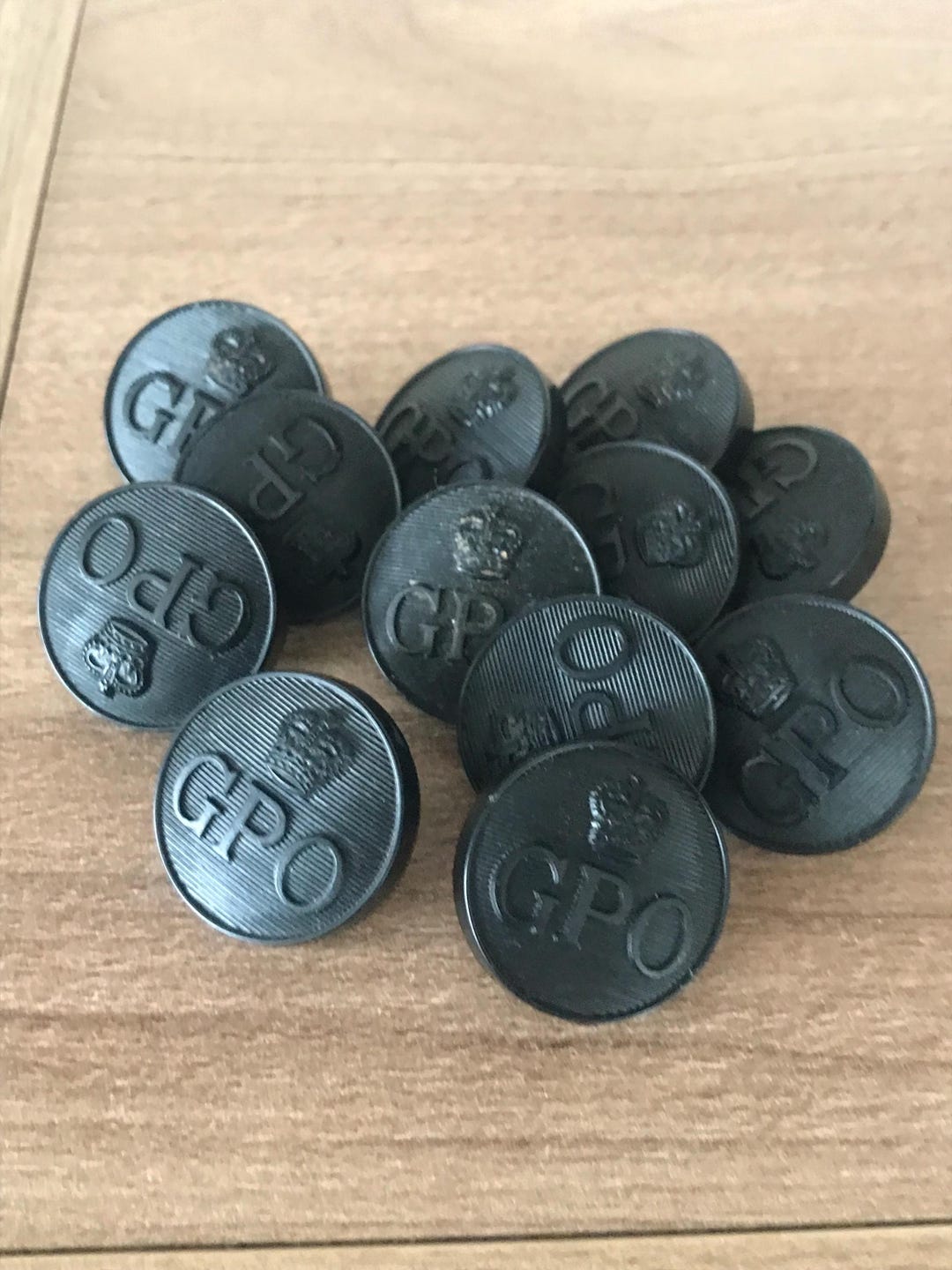 12 X Vintage Plastic/bakelite GPO Uniform Buttons With Brass Shanks ...