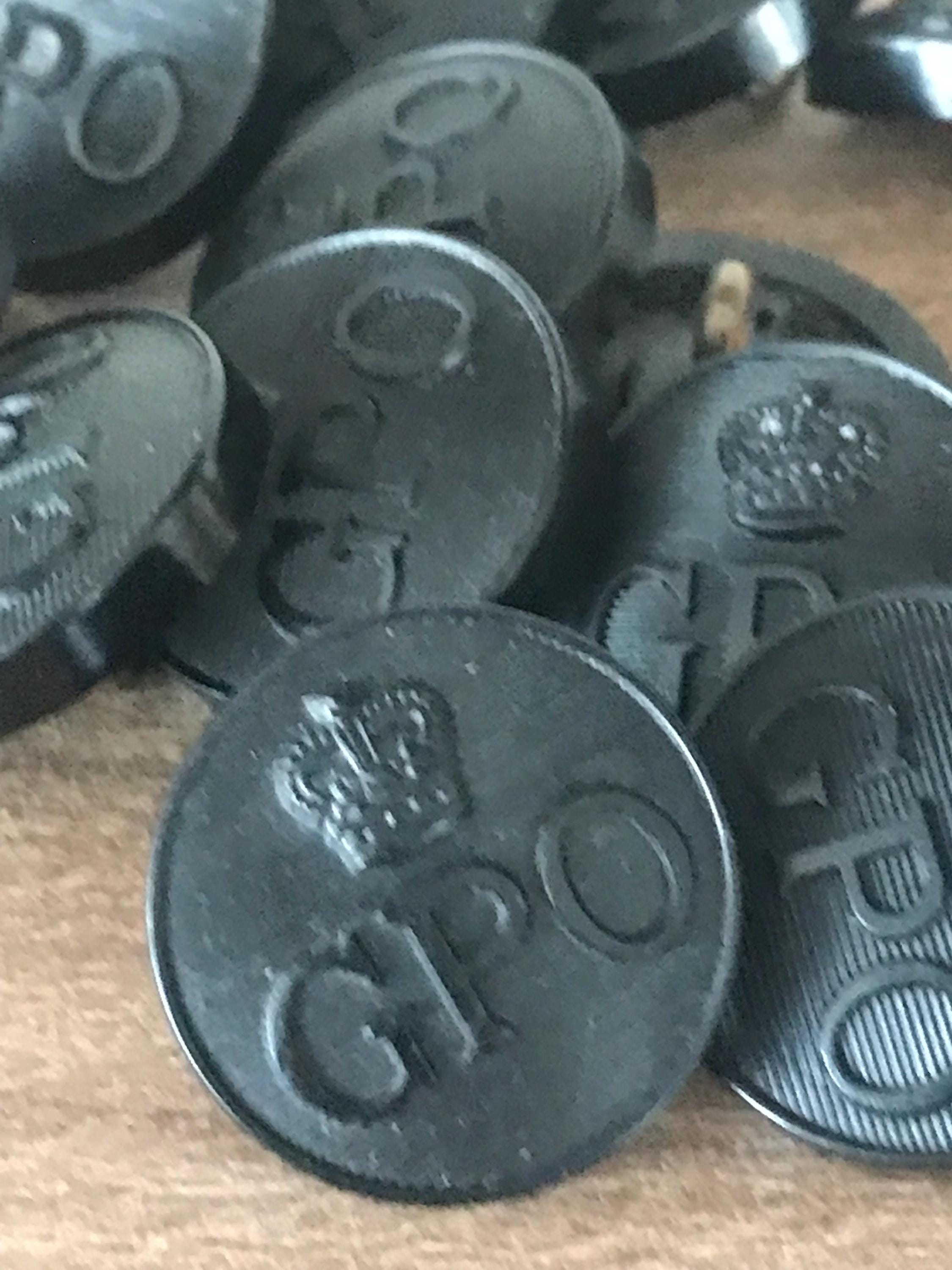 12 X Vintage Plastic/bakelite GPO Uniform Buttons With Brass Shanks ...