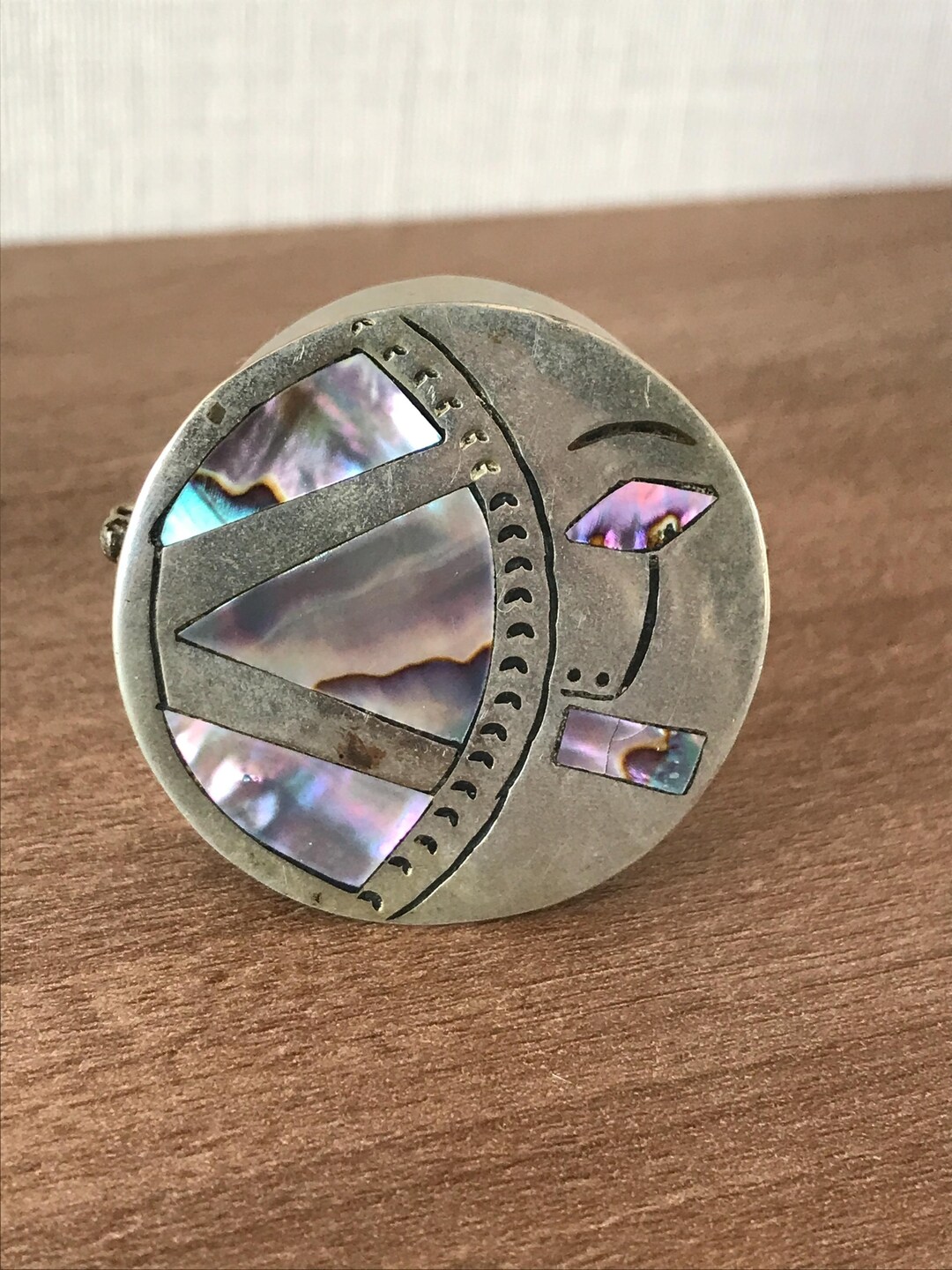 Vintage Unusual Mexican 55 Silver Hinged Trinket/pill Box With an ...
