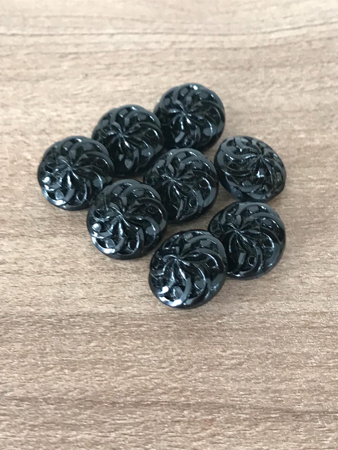 8 X Antique Beautiful Victorian Black Pressed Glass Shank Mourning ...