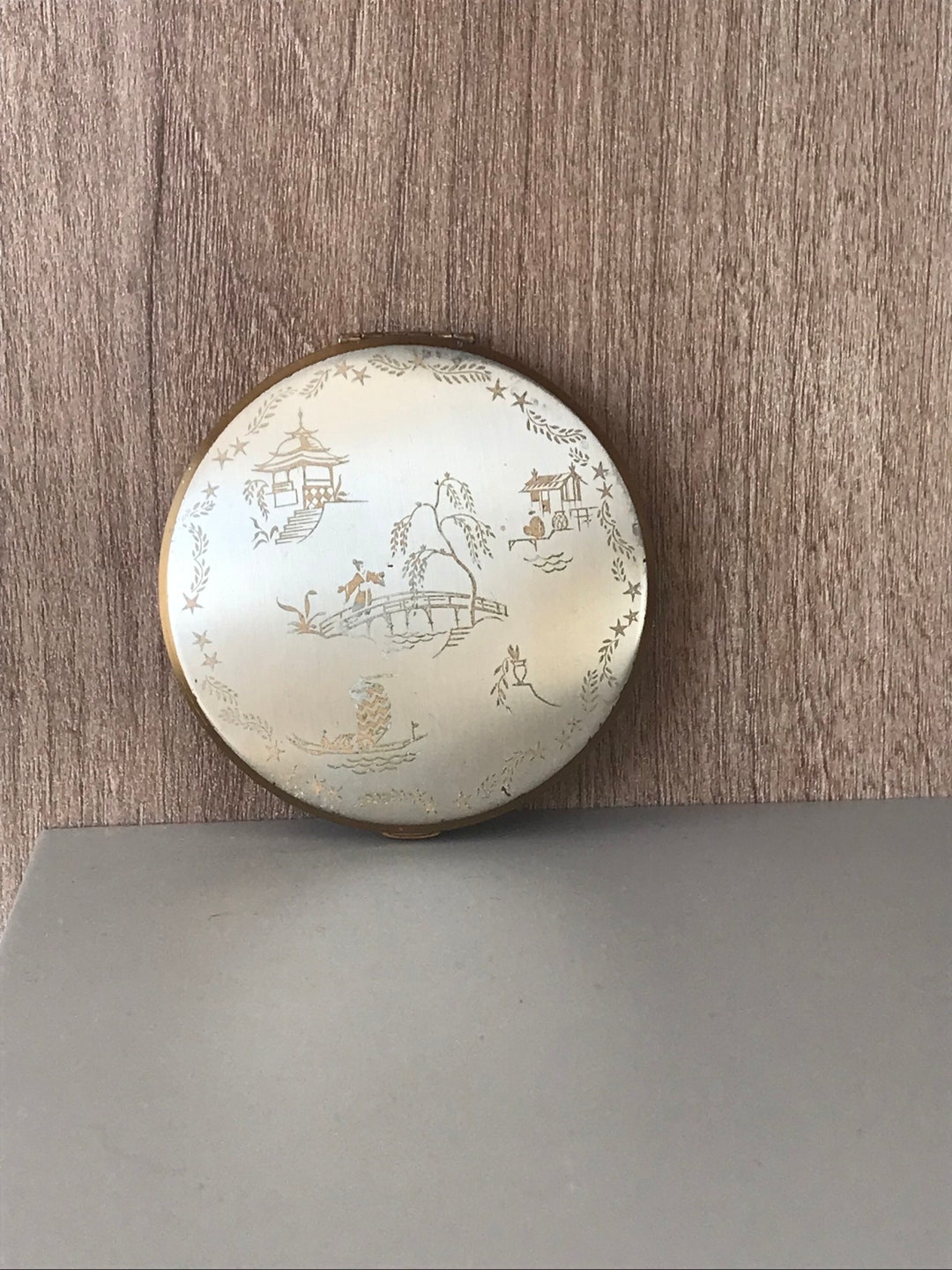 Vintage Gold Tone Metal Vanity Fair Compact - Mid Century - Etsy