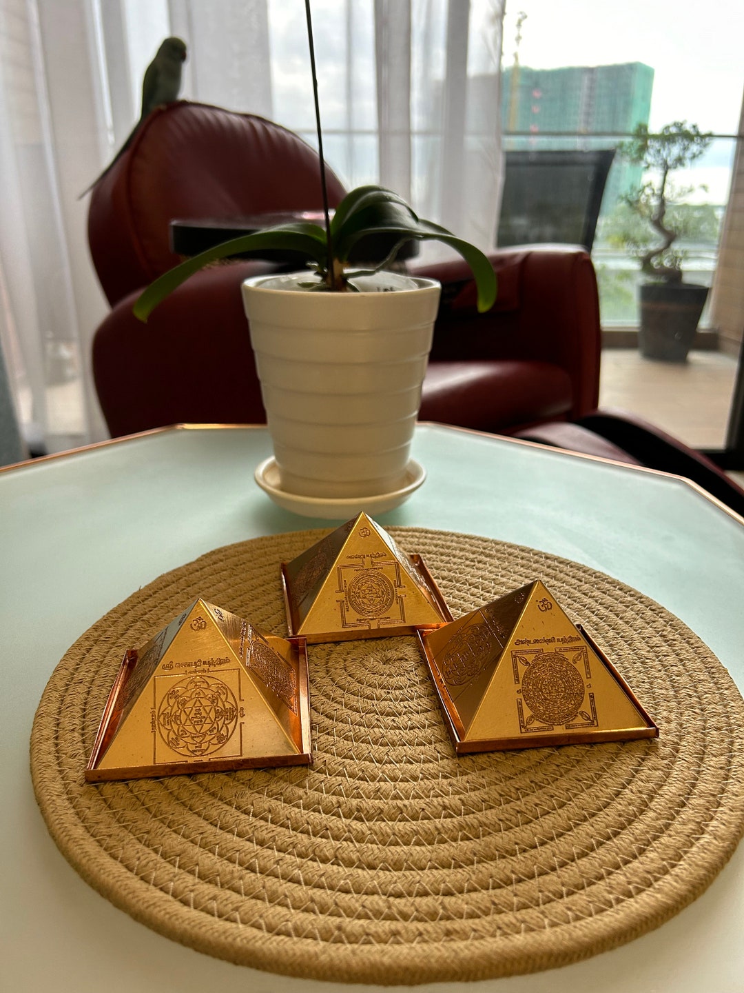 Handcrafted Energized Pure Copper Shree Yantra Pyramid Sacred Hindu ...