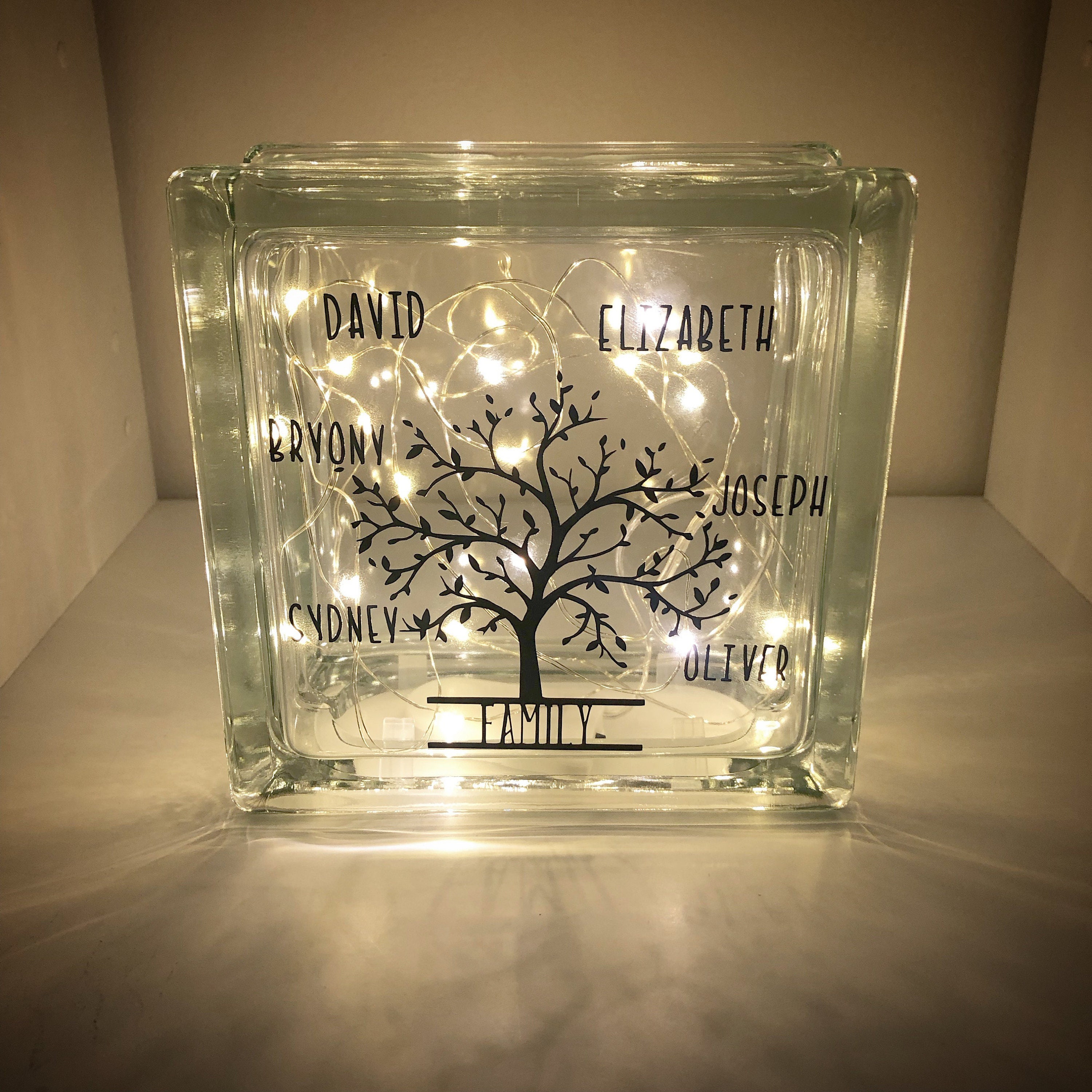 Family Tree Light up Block - Etsy UK
