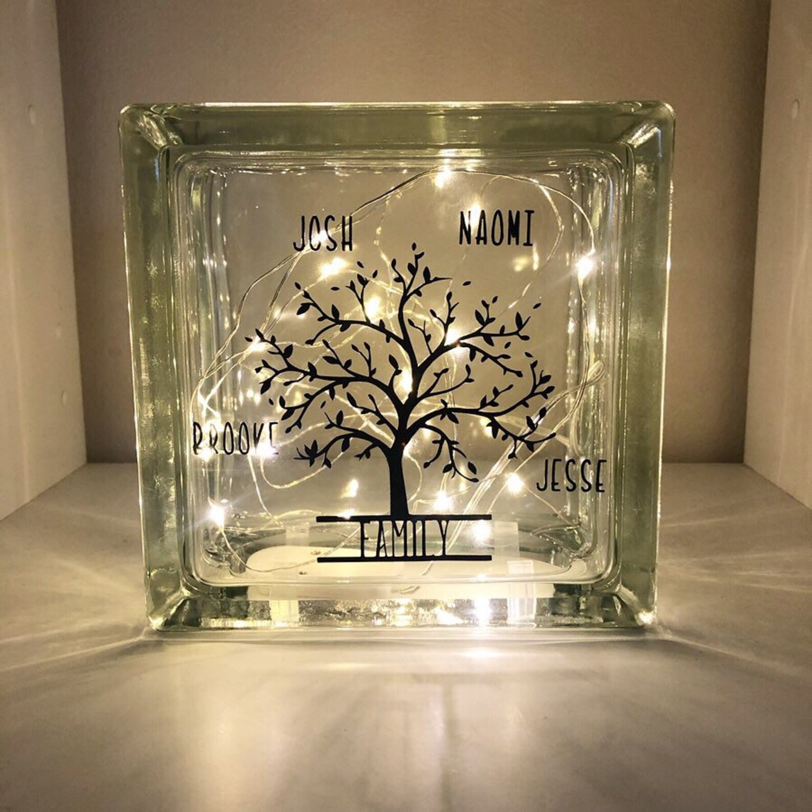 Family Tree Light up Block - Etsy UK
