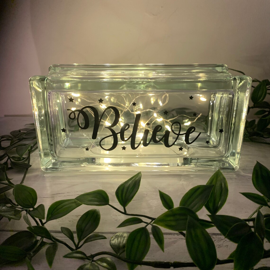 Believe Glass Block Light Christmas Light - Etsy
