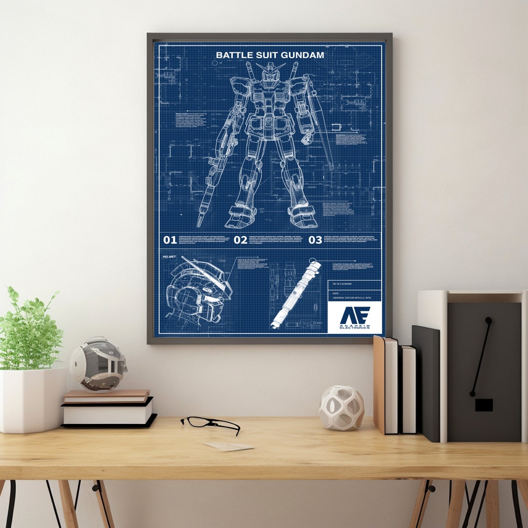 Mobile Suit Gundam RX-78-2 Blueprint Detailed Anime Robot Schematic ...