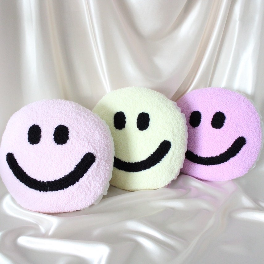Handmade Strawberry Milkshake Punch Needle Smiley Face Cushion - Etsy UK