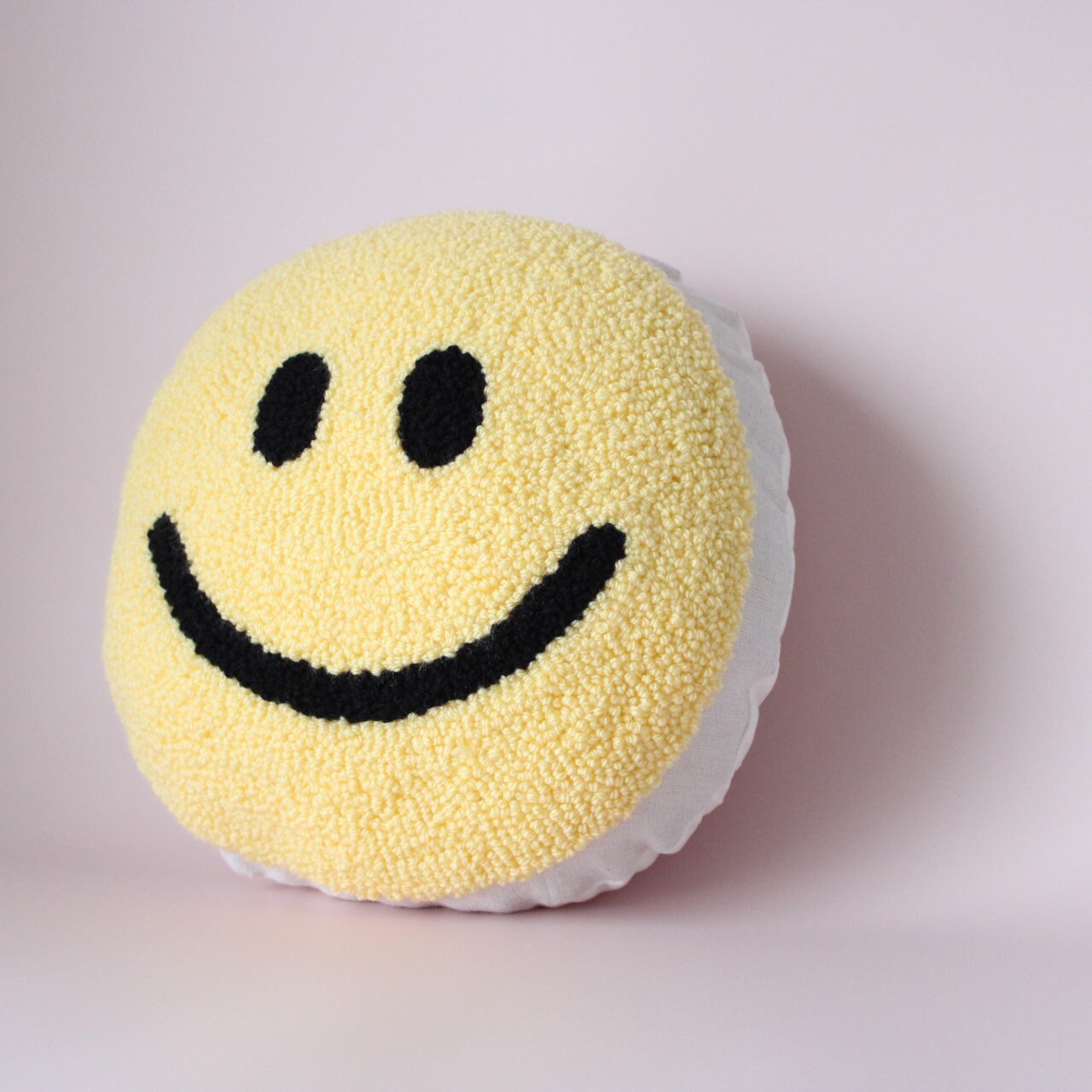 Handmade Lemon Punch Needle Smiley Face Cushion // Punch | Etsy