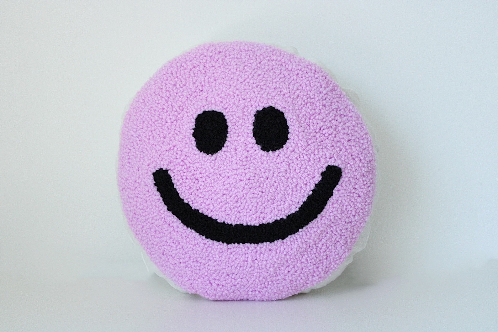 Handmade Vibrant Lilac Punch Needle Smiley Face Cushion - Etsy UK