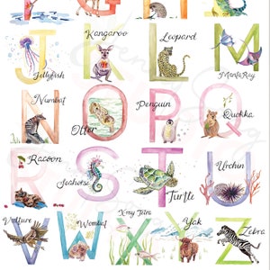 Animal Alphabet Chart Printable, Downladable, Digital File, Educational ...