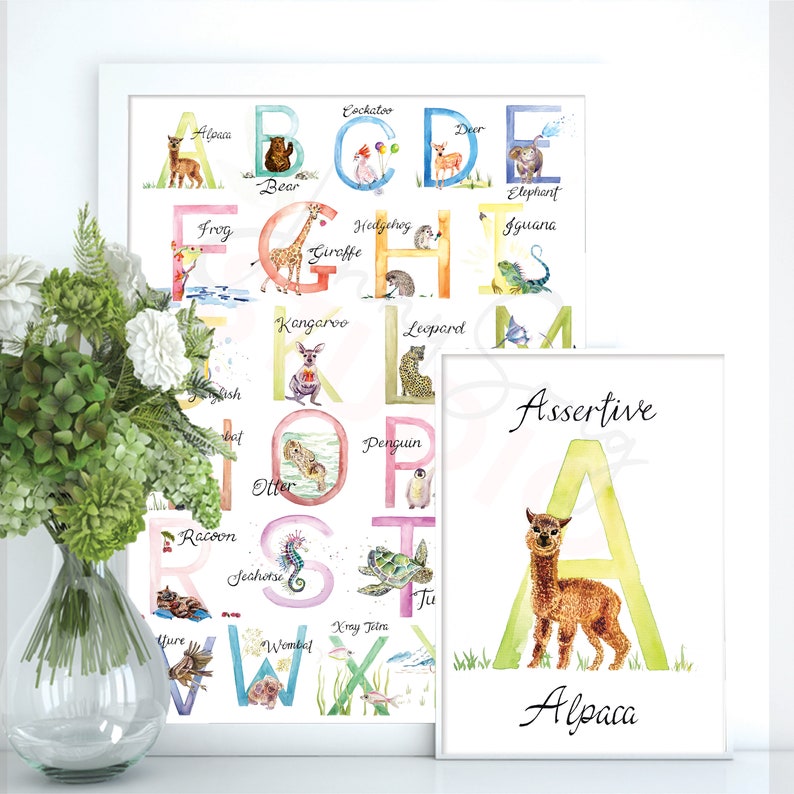 Animal Alphabet Chart Printable, Downladable, Digital File, Educational ...