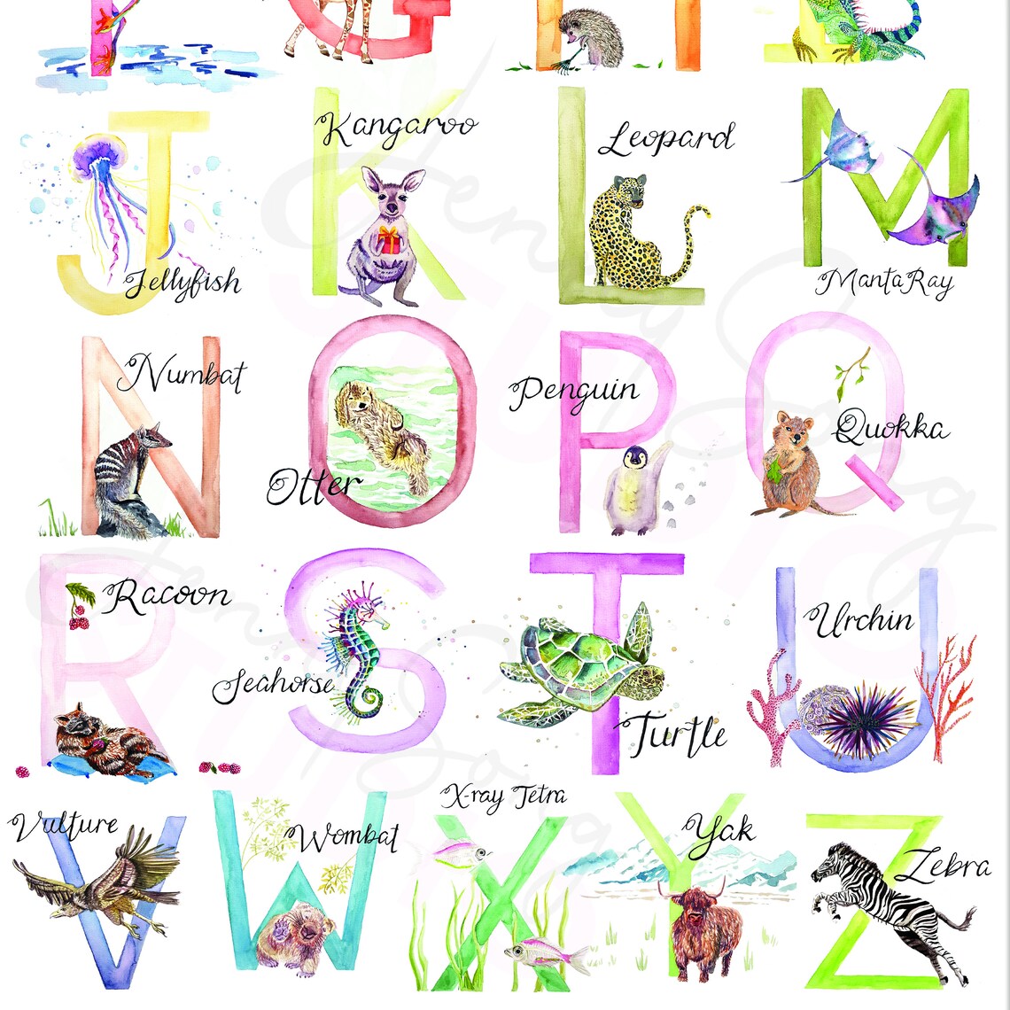 Animal Alphabet Chart Printable Downladable Digital file | Etsy