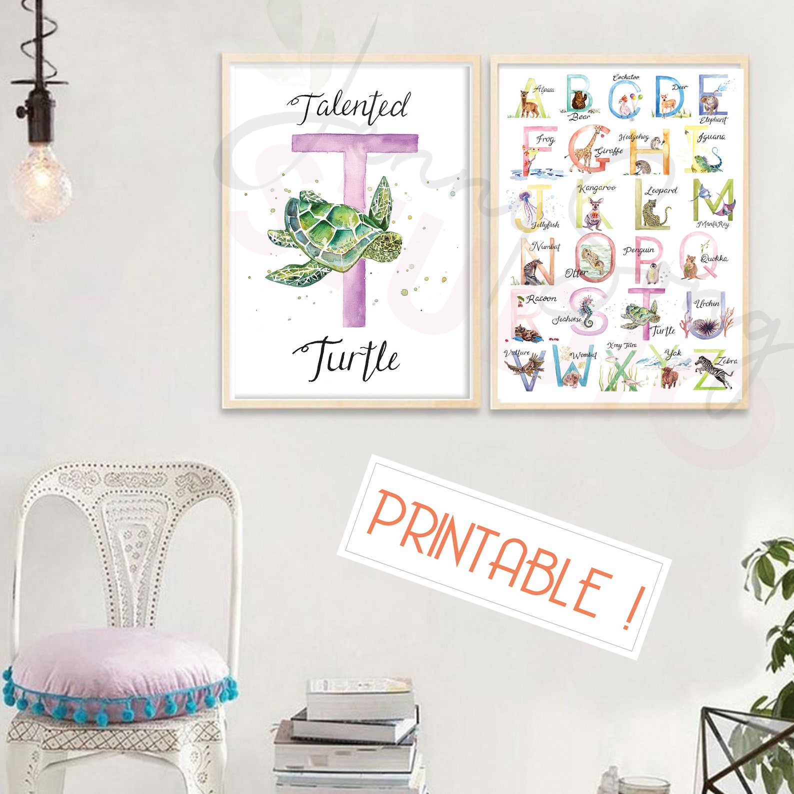 Animal Alphabet Chart Printable, Downladable, Digital File, Educational ...