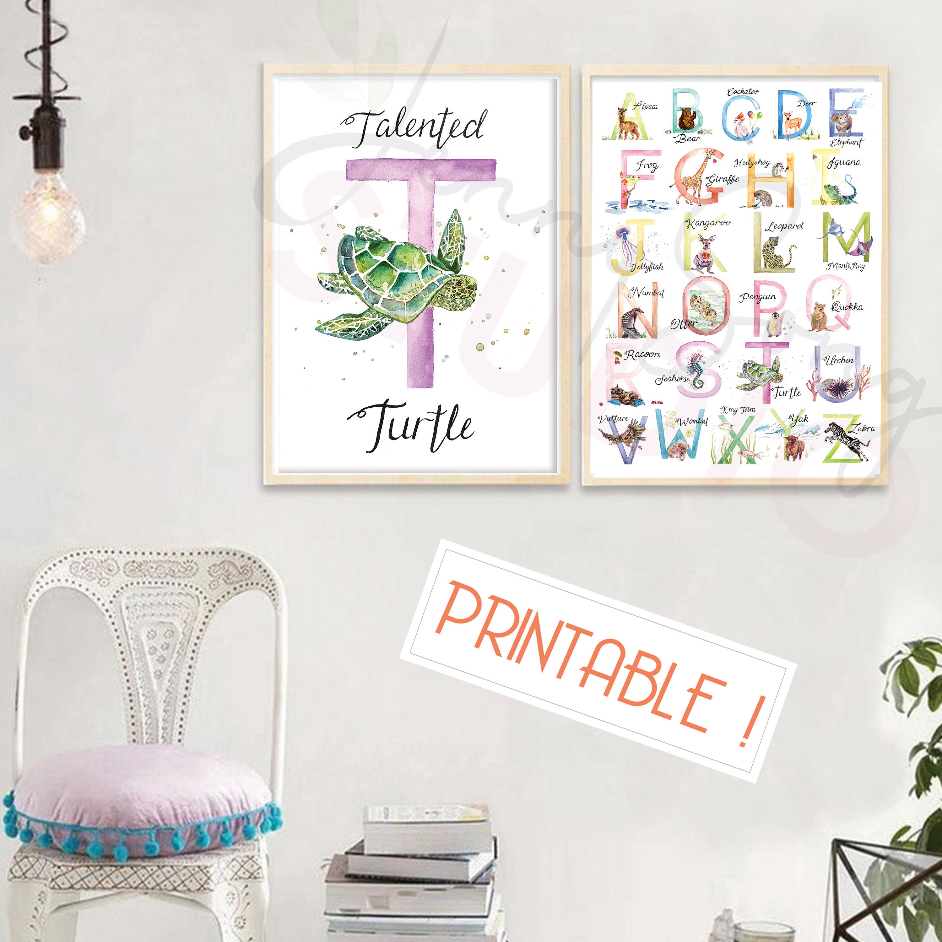 Animal Alphabet Chart Printable, Downladable, Digital File, Educational ...