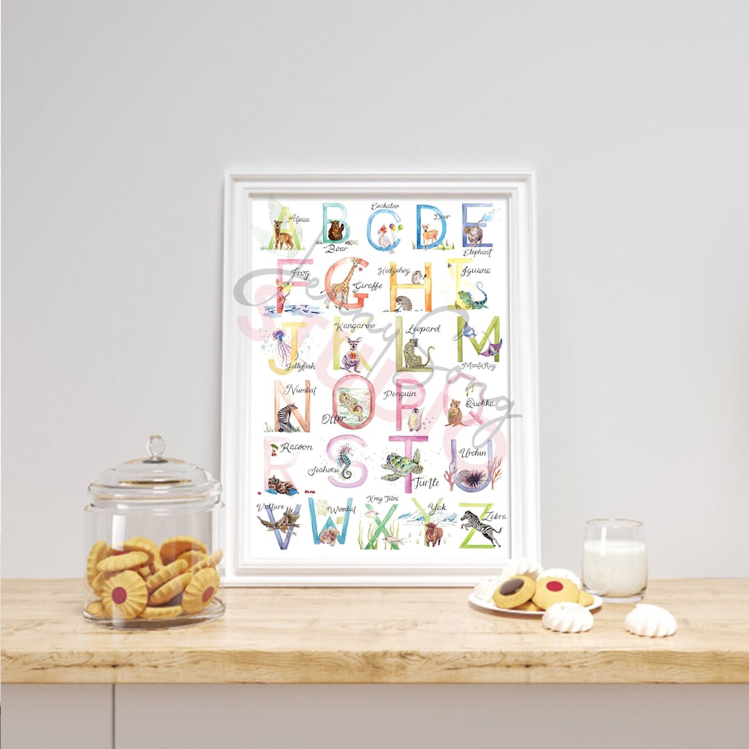 Animal Alphabet Chart Printable, Downladable, Digital File, Educational ...