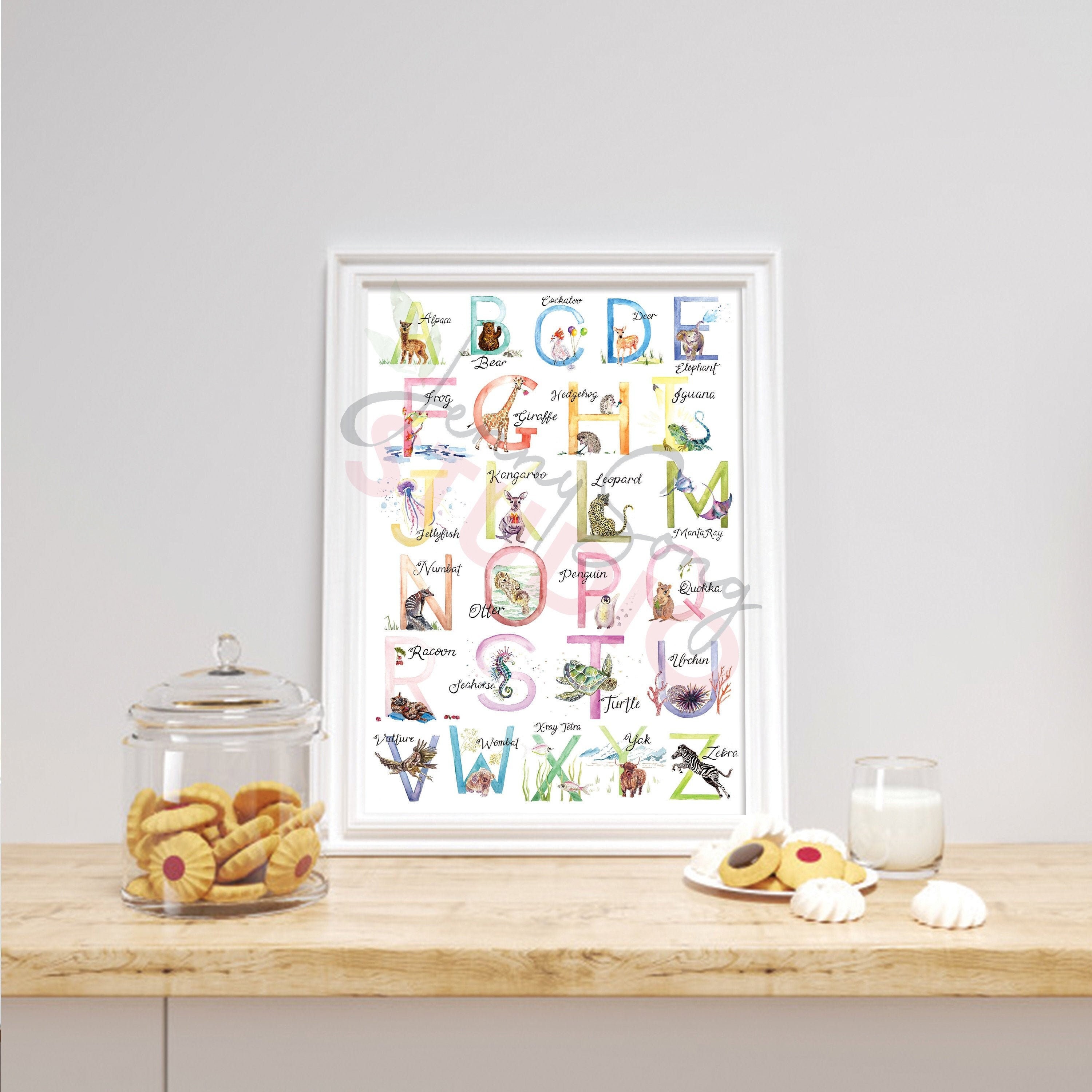 Animal Alphabet Chart Printable, Downladable, Digital File, Educational ...