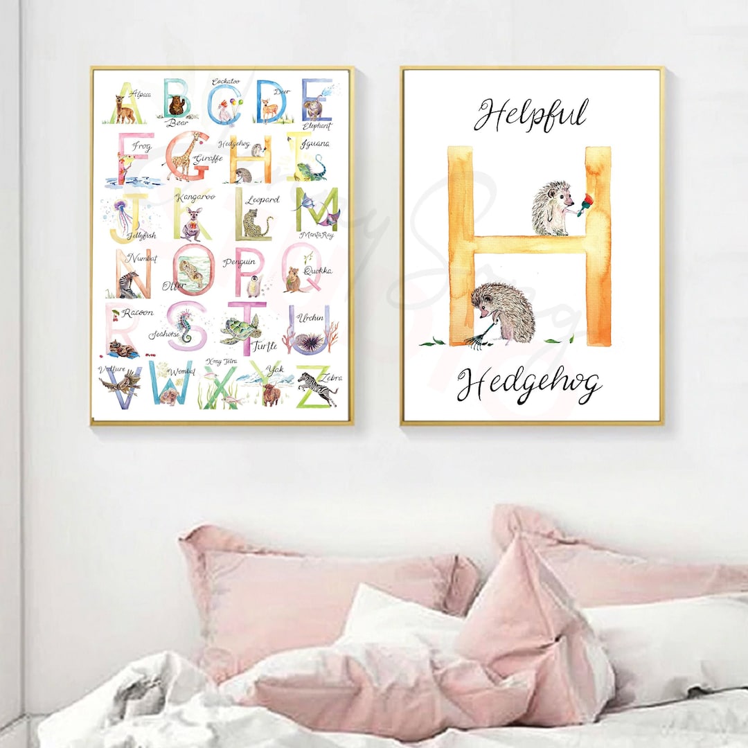 Animal Alphabet Chart, Art Print, Educational Poster, Animal Letters ...