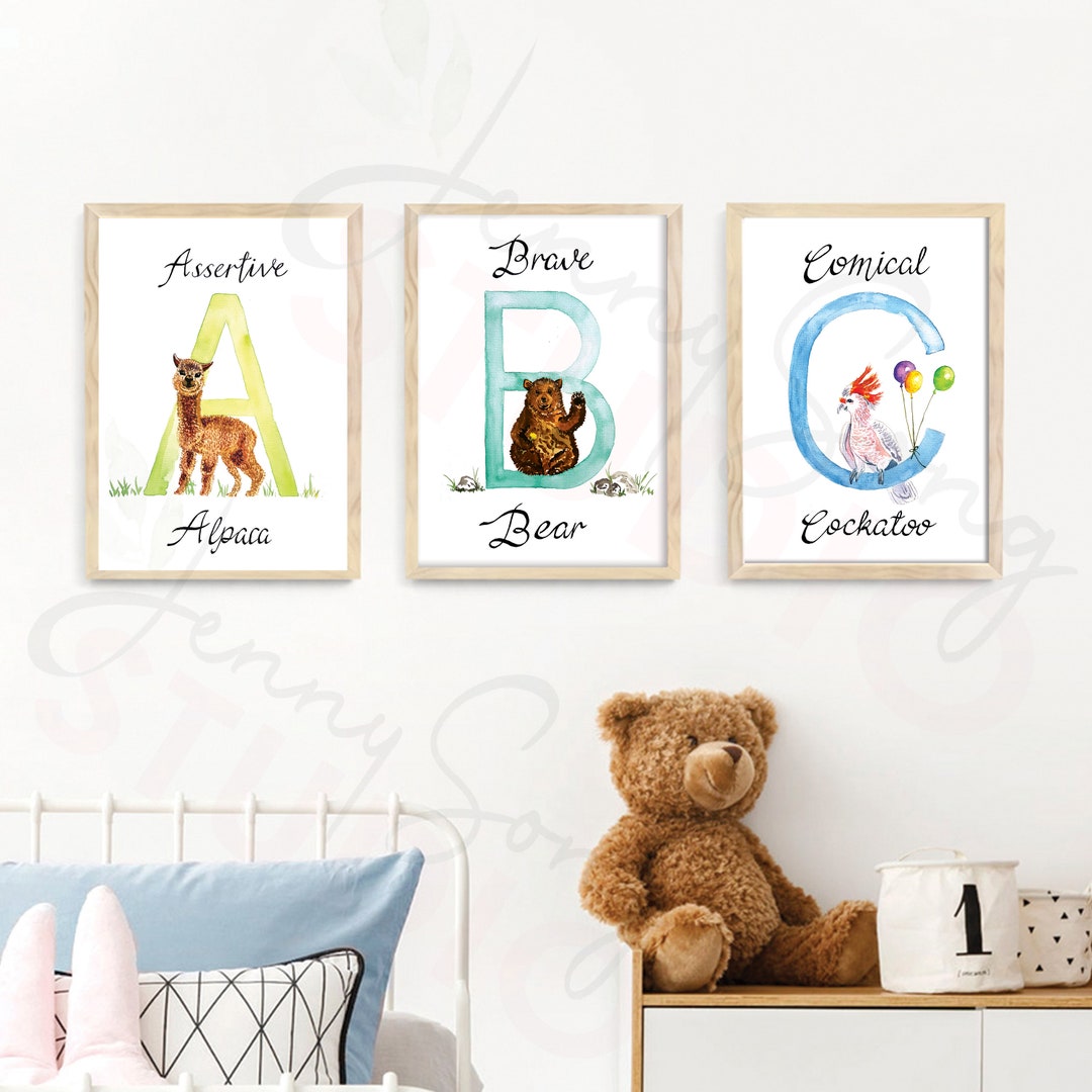 Printable Personalised Alphabet Letter Artprint, Downloadable Animal ...
