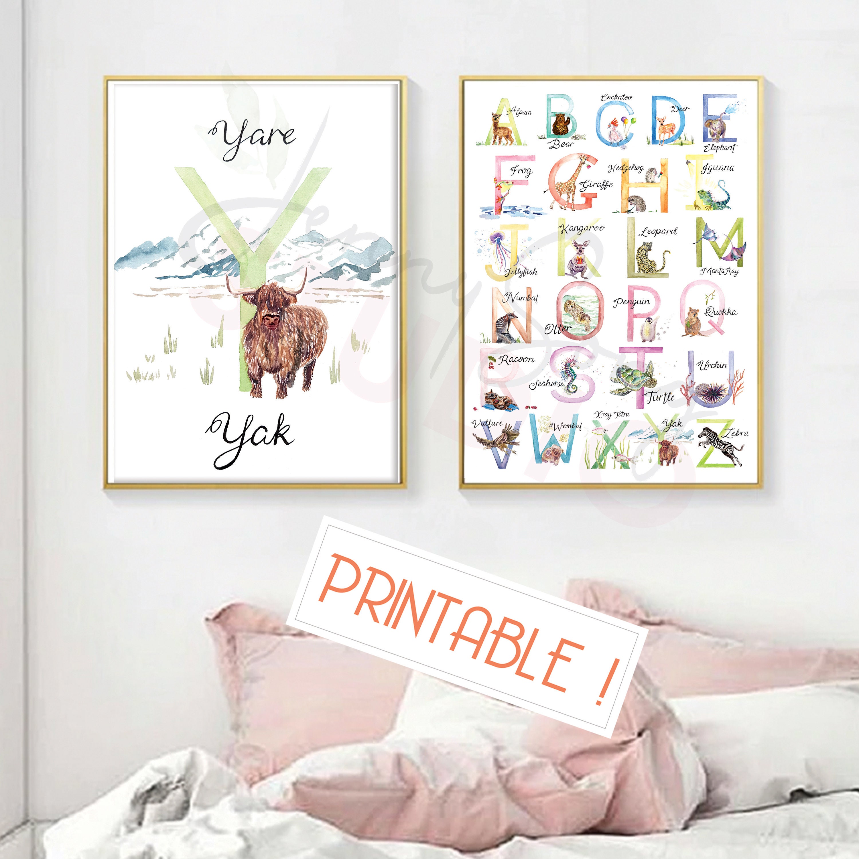 Animal Alphabet Chart Printable Downladable Digital File - Etsy Australia