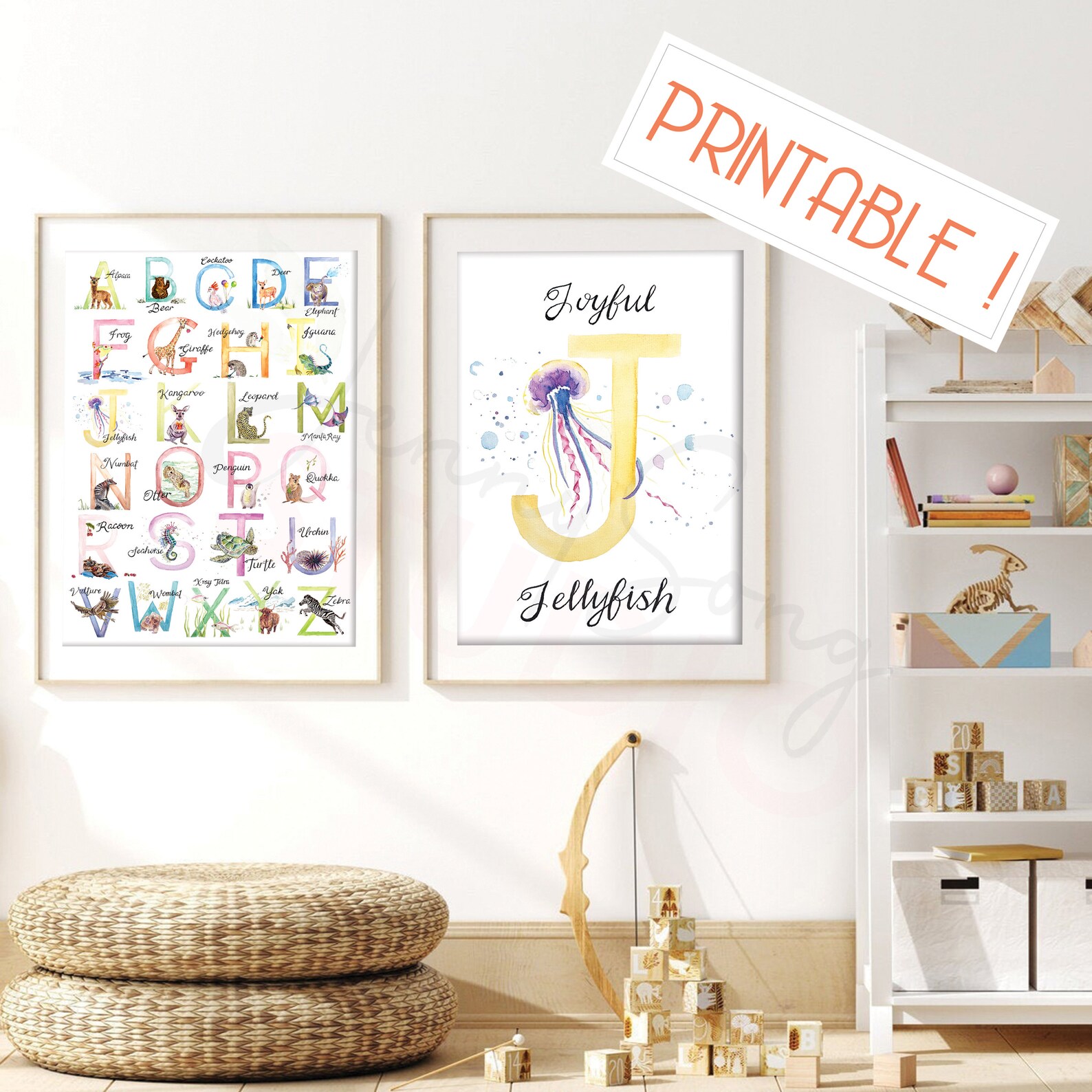 Animal Alphabet Chart Printable, Downladable, Digital File, Educational ...