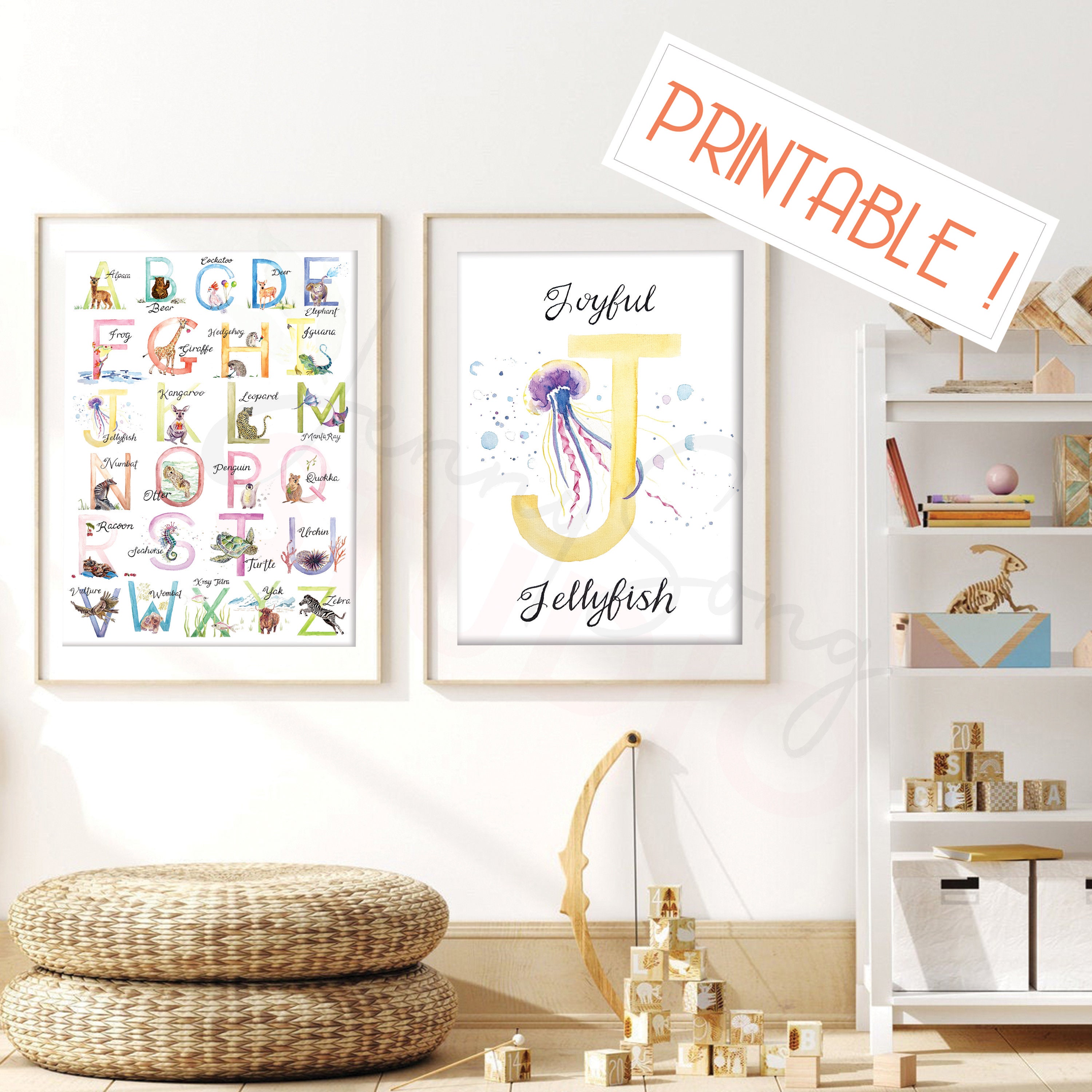 Animal Alphabet Chart Printable, Downladable, Digital File, Educational ...