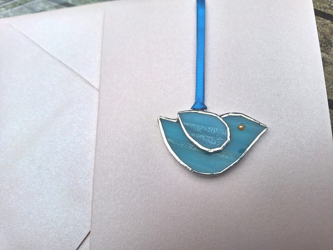 Stained Glass Bird Shaped Suncatcher on Blank Greetings Card - Etsy UK