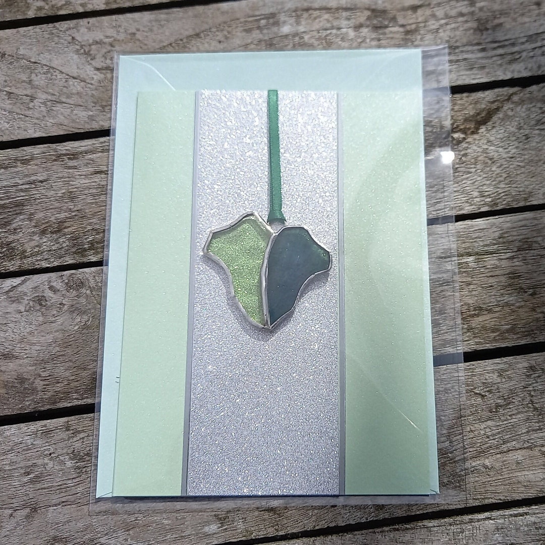 Stained Glass Ivy Shaped Suncatcher on Blank Greetings Card - Etsy