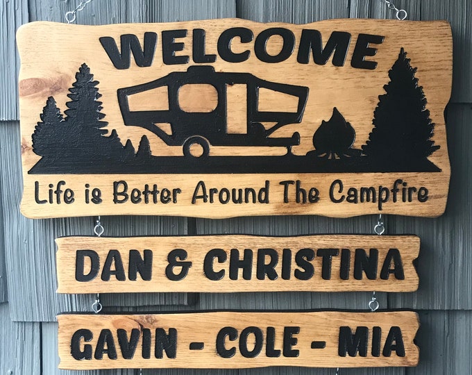 Camping Signs Pop up Camper Sign Campsite Sign Custom Wood Signs ...