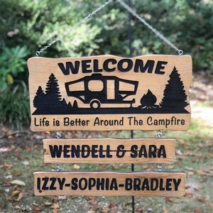Camping Signs Pop up Camper Sign Campsite Sign Custom Wood Signs ...