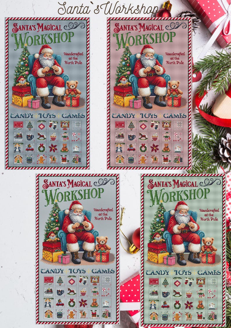 Santas Workshop Cross Stitch Pattern Christmas Advent Cross Stitch Pdf ...