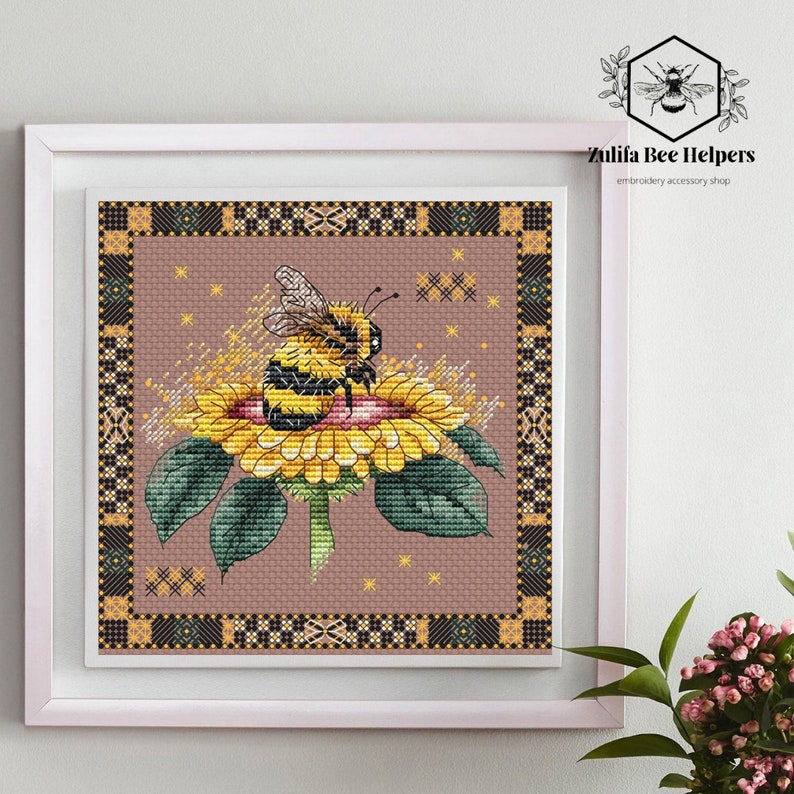 Digital Cross Stitch Pattern Bee PDF Sampler Happy Bee Pattern Chart ...