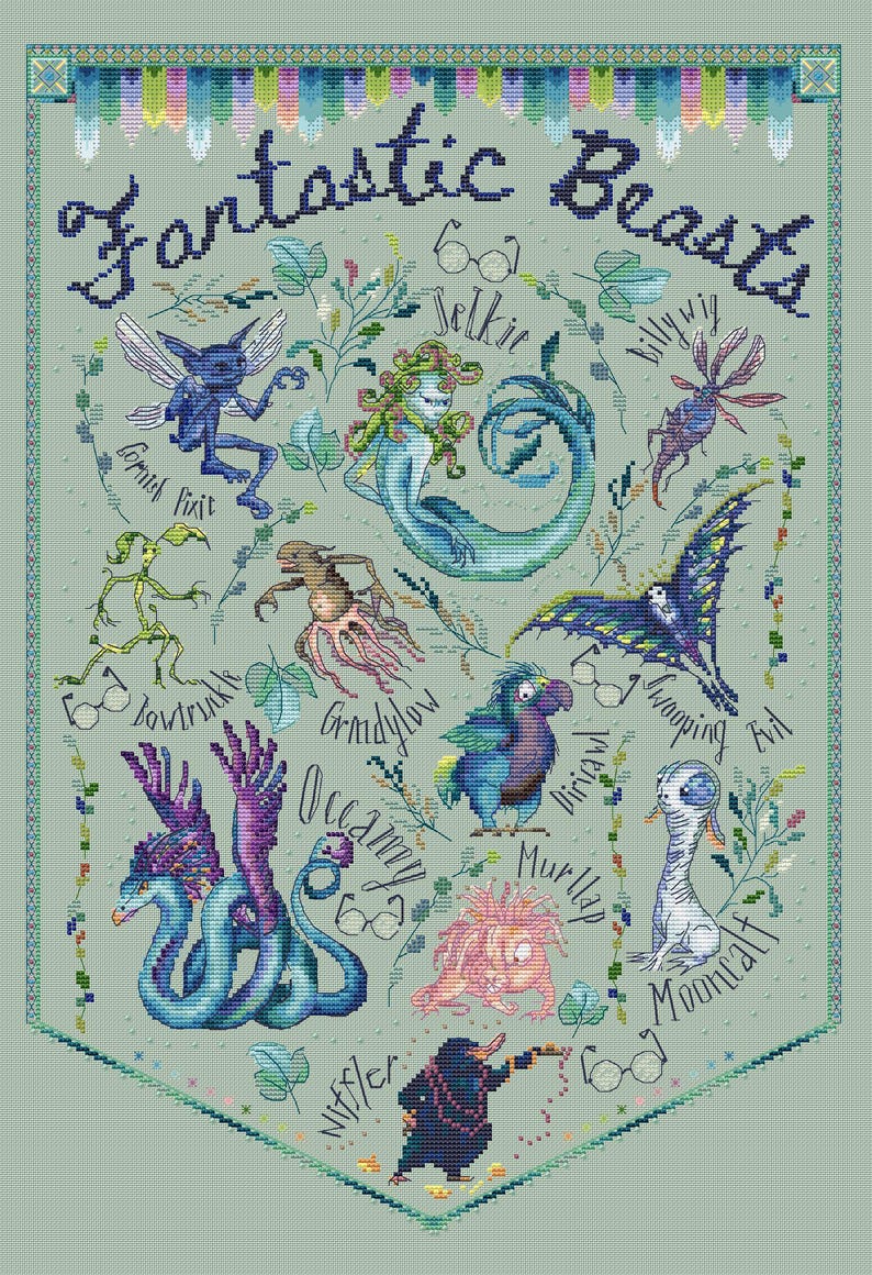 Fantastic Animals Beasts Cross Stitch Pattern Magical Creatures Digital ...