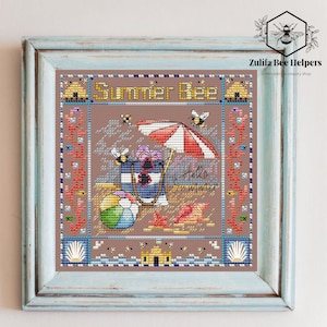 Summer Cross Stitch Pattern Sea Cross Stitch PDF Shell Sampler Bee ...